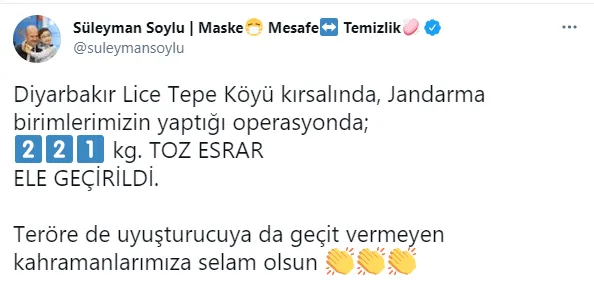 Son Dakİka Haberİ Bakan Soylu Duyurdu 221 Kilogram Toz Esrar Ele
