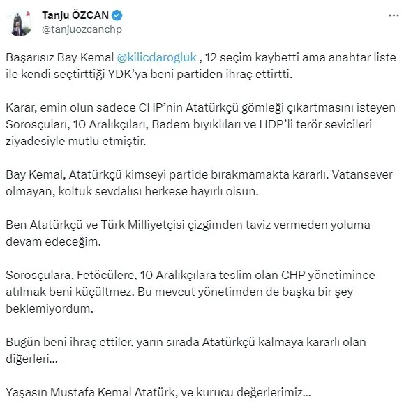 Son dakika: Tanju Özcan CHP'den ihraç edildi - Son Dakika Haberler Son dakika: Tanju Özcan CHP'den ihraç edildi - Son Dakika Haberler